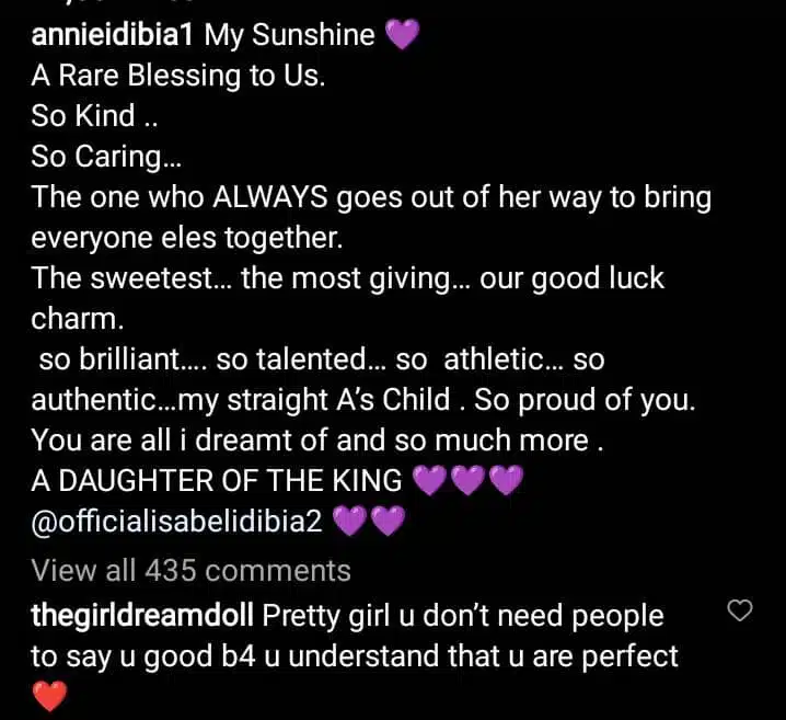 Annie Idibia reacts after Isabella cries out over body shaming