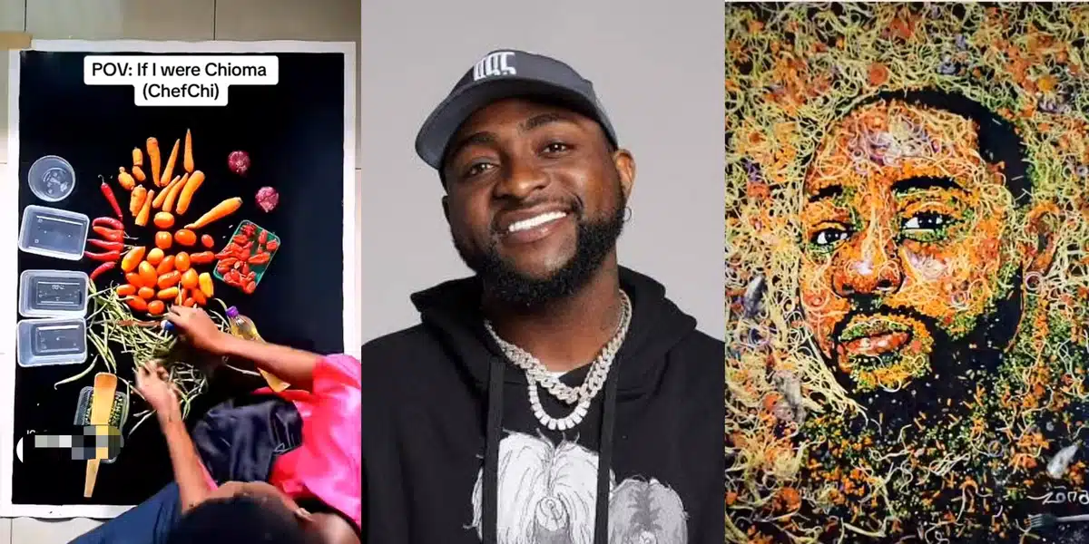 Nigerian artist's portrait of Davido using food ingredients goes viral