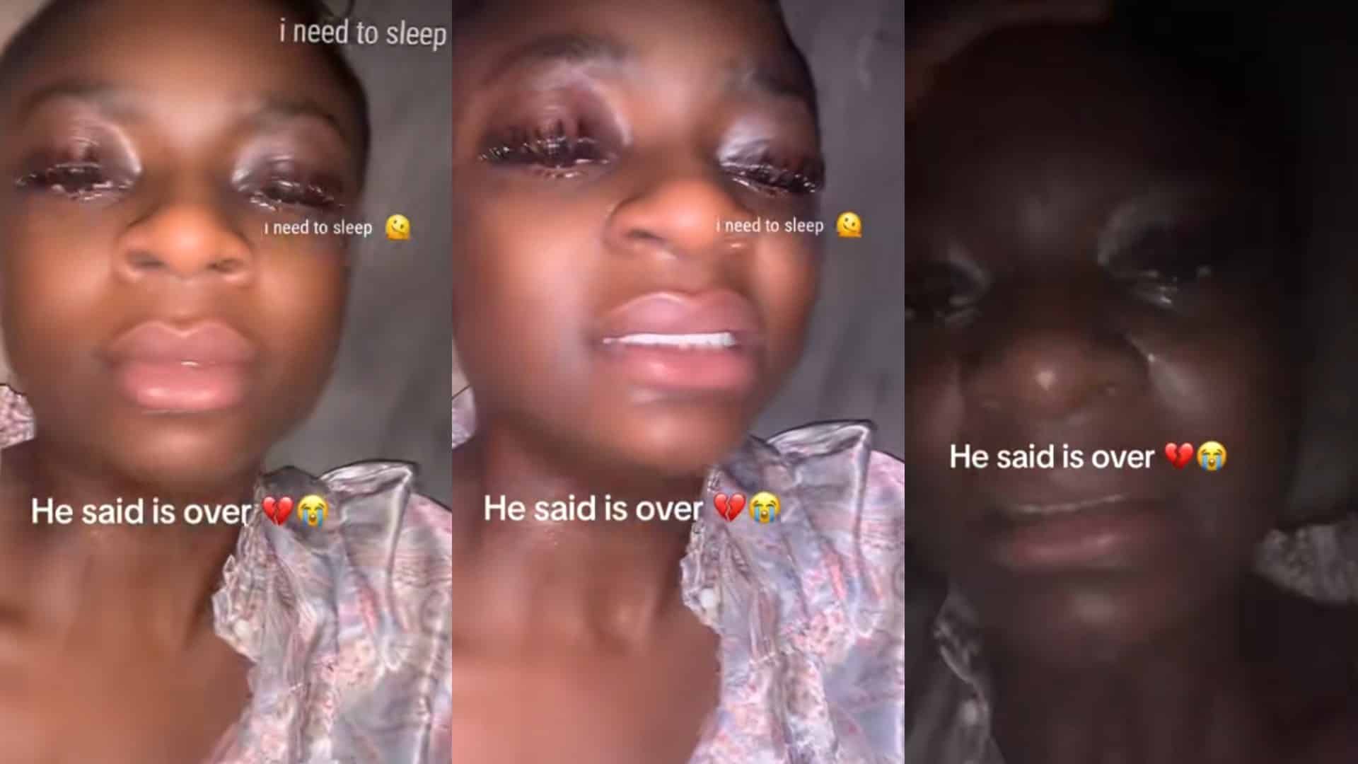 Lady cries bitterly after boyfriend dumped her