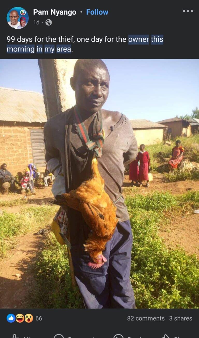 Man caught stealing chicken forced to wear it as a tie