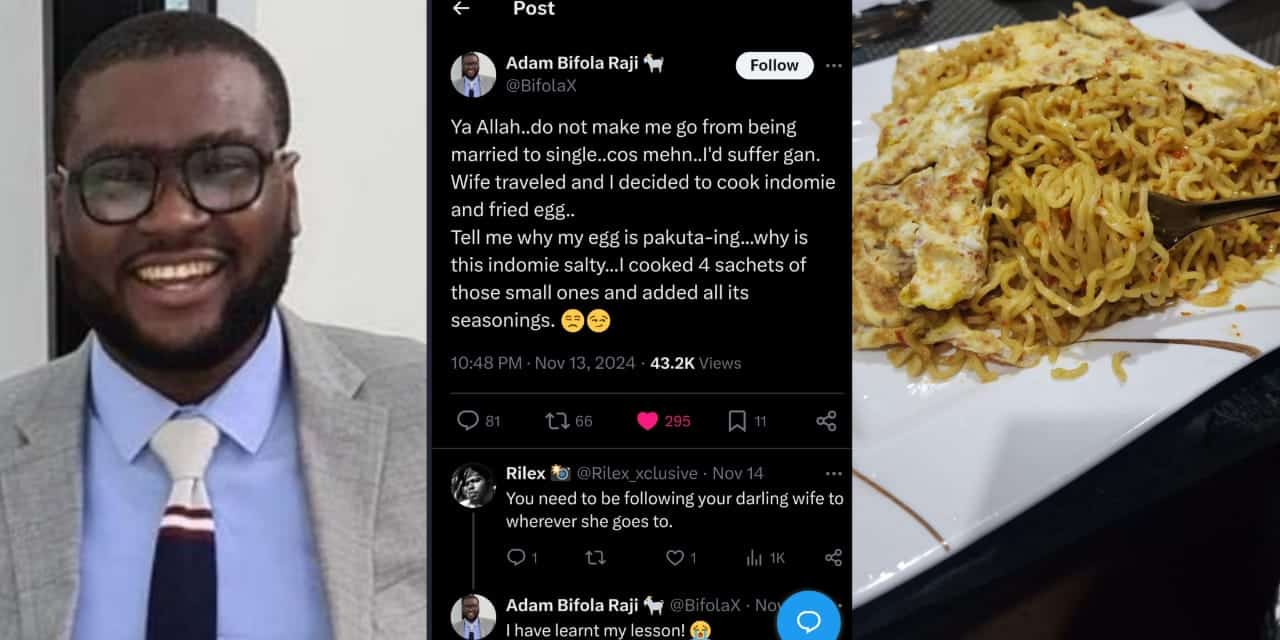Man regrets cooking noodles by himself in wife’s absence