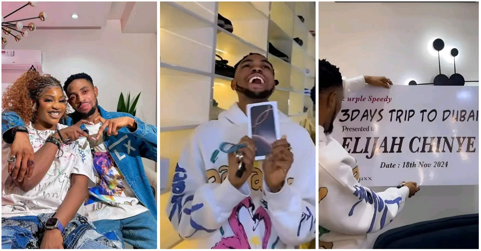 Purple Speedy surprises boyfriend with iPhone 16, a trip to Dubai on ...