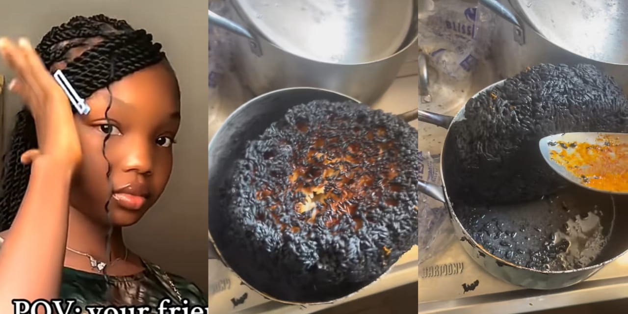 Lady's friend falls asleep while cooking rice