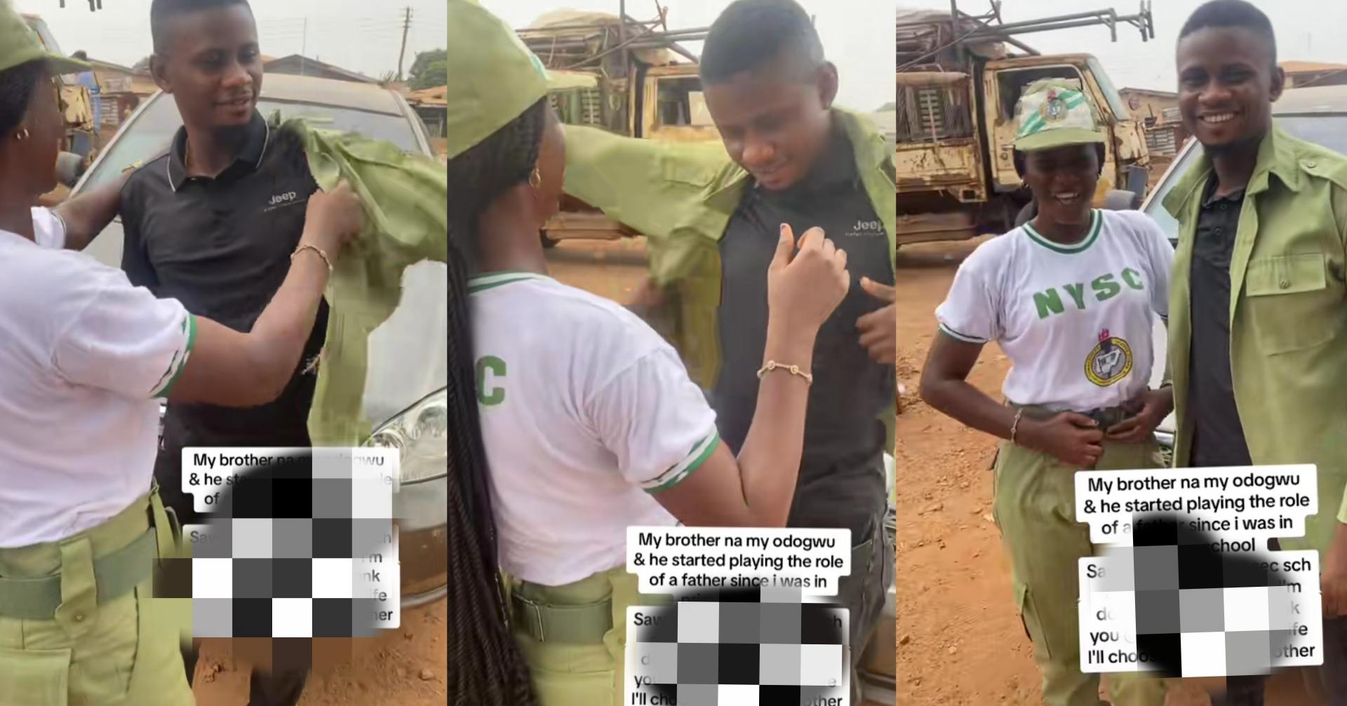 Corper appreciates elder brother for sponsoring her education as she ...