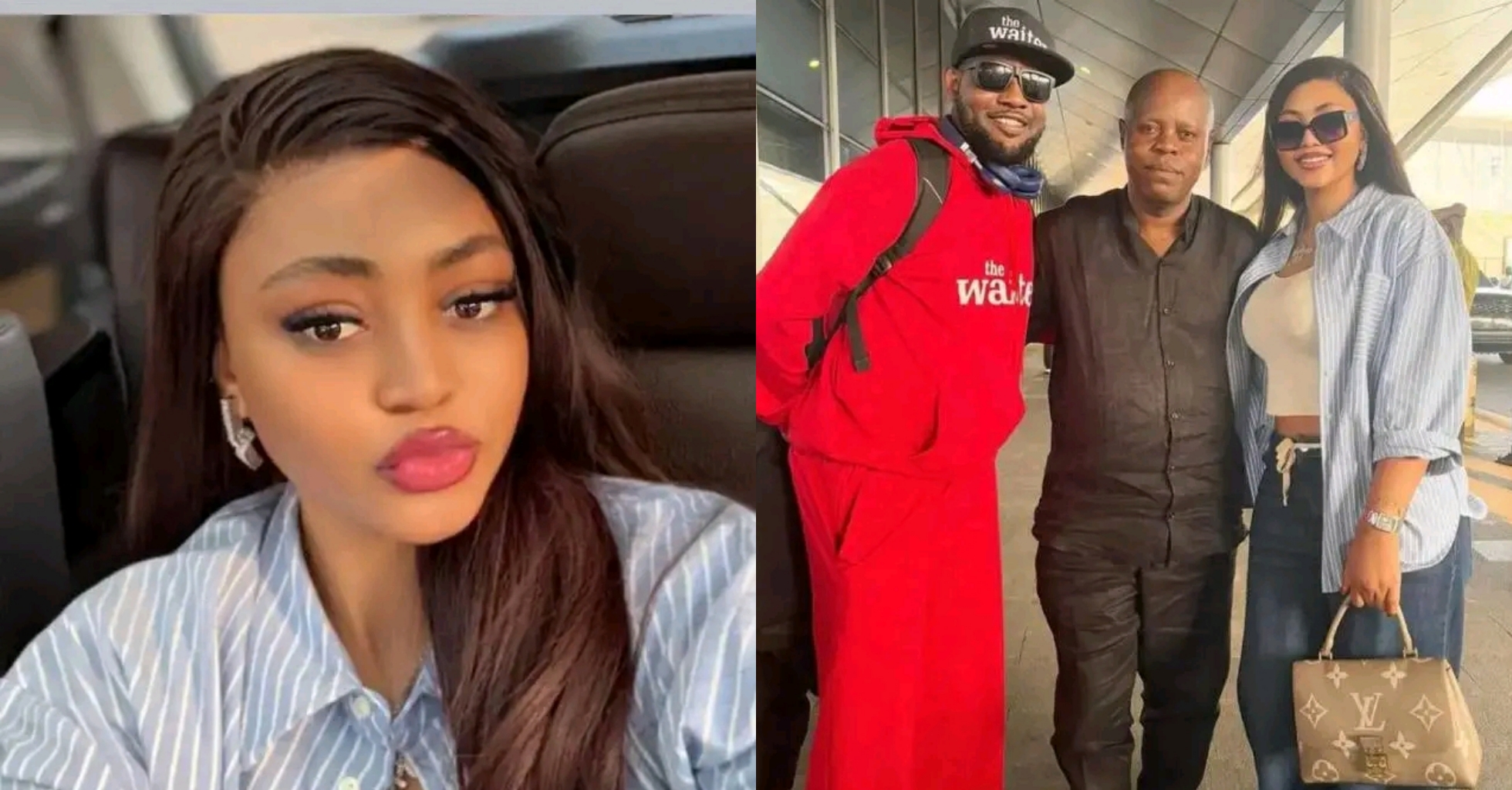 Regina Daniels reunites with her father at airport