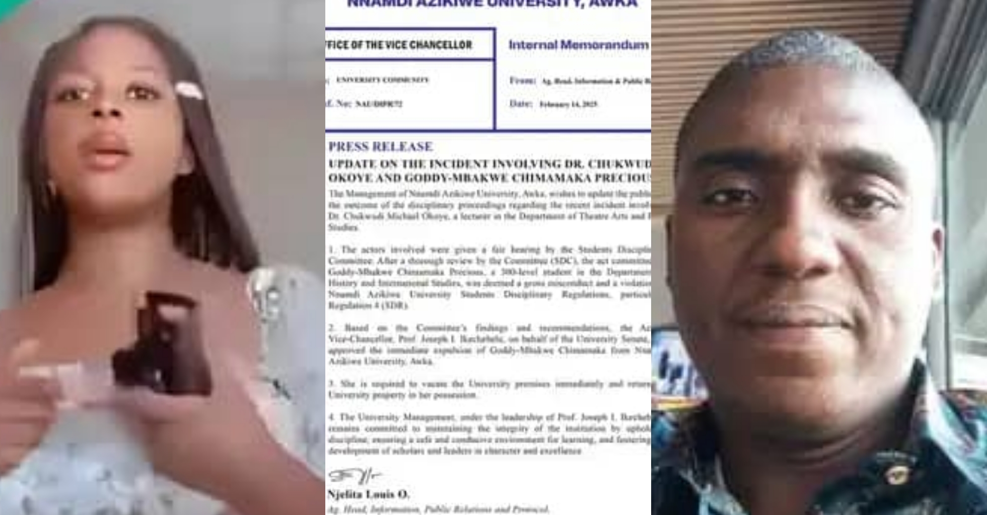 UNIZIK breaks silence on expulsion of female student