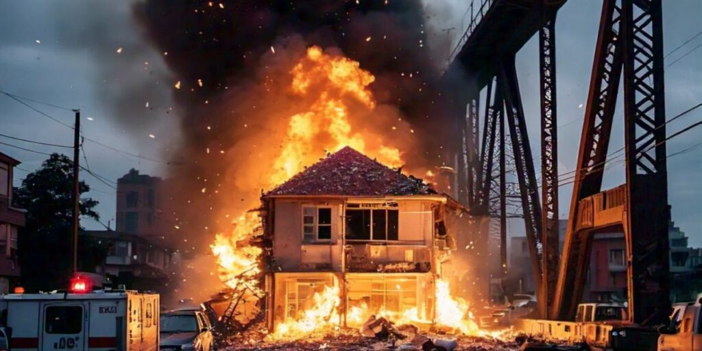 Five year old sets building on fire while playing with matches