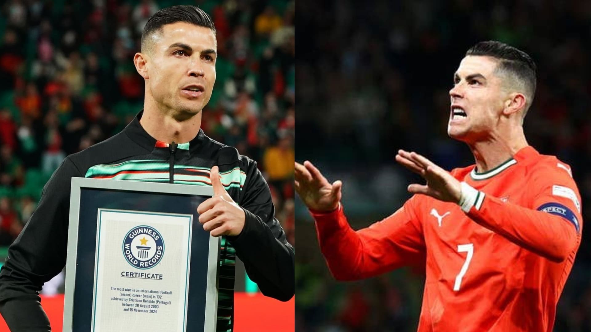Cristiano Ronaldo receives Guinness World record for most international ...