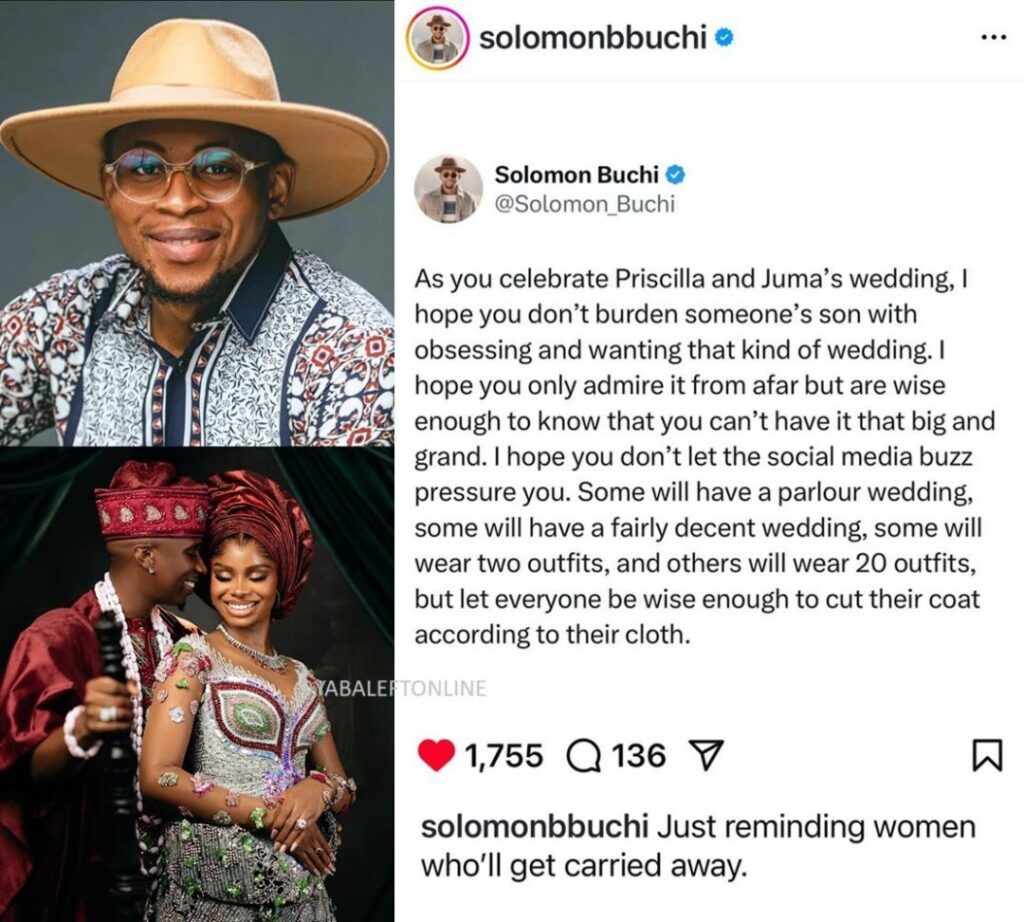 Don't pressure someone’s son over this wedding" - Solomon Buchi advises ...