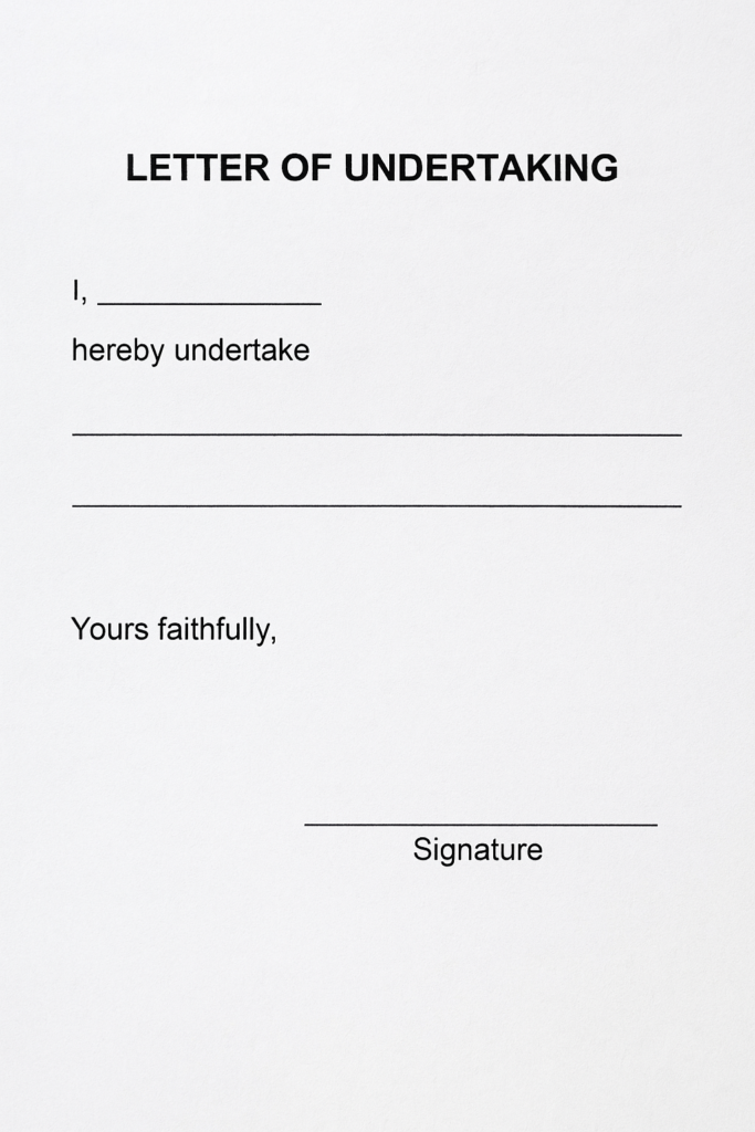 How to write undertaking