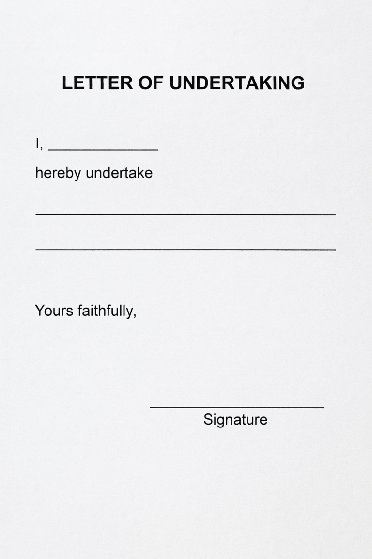 How to write undertaking