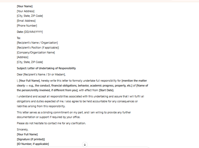 How to Write Undertaking Letter