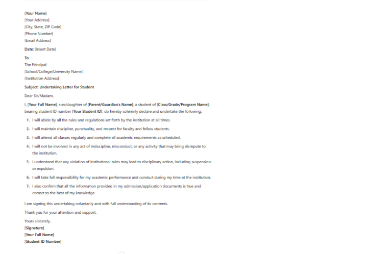 How to Write Undertaking Letter