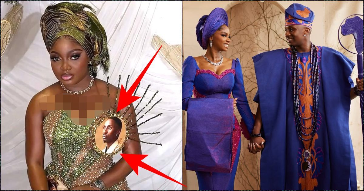 Papaya Ex’s outfit featuring groom’s face at Priscilla Ojo’s wedding ...