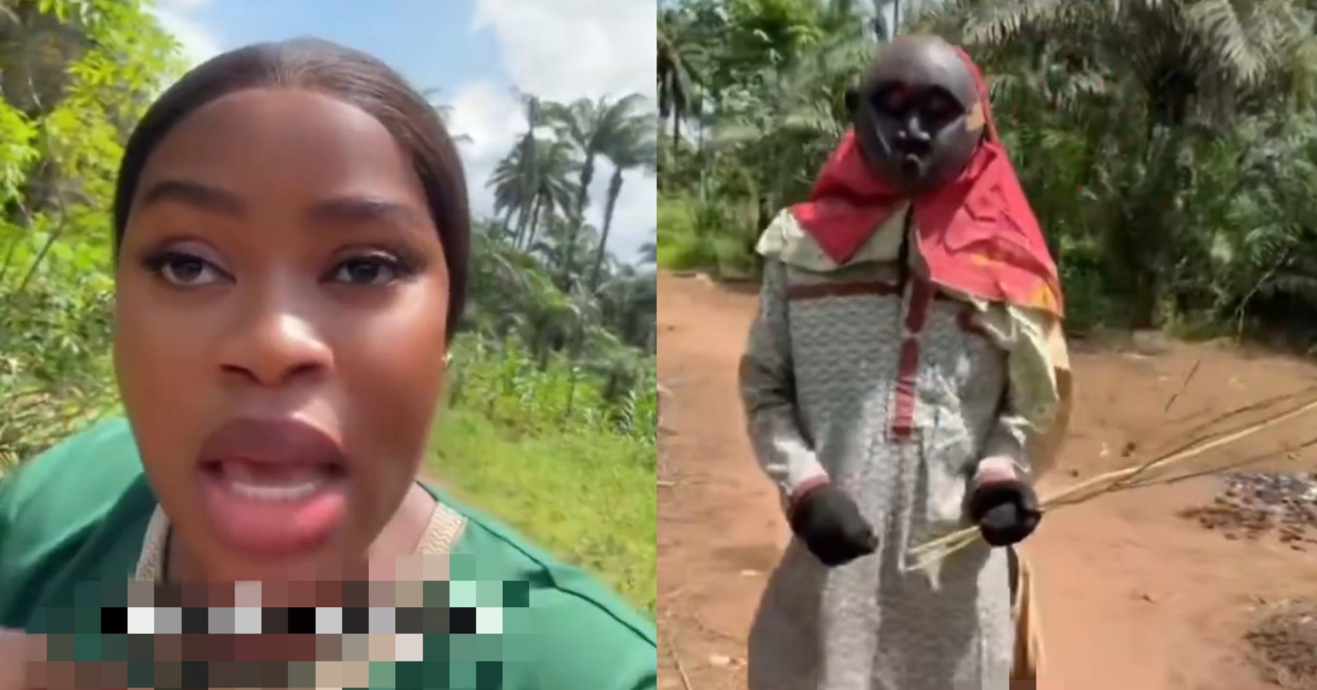 Lady cries out as masquerade confronts her, begs for her number