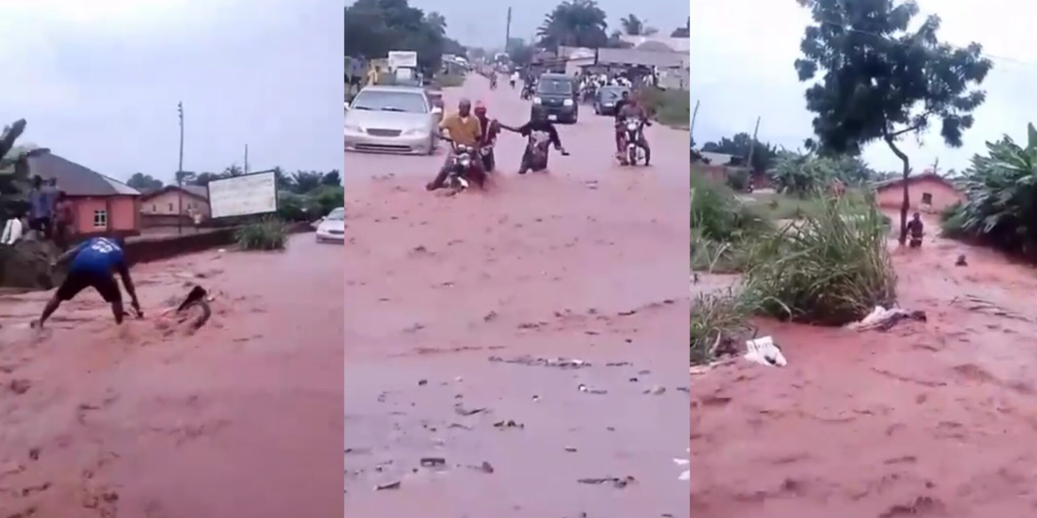 Flood in Ekpoma sweeps man away as others cling to tree for safety
