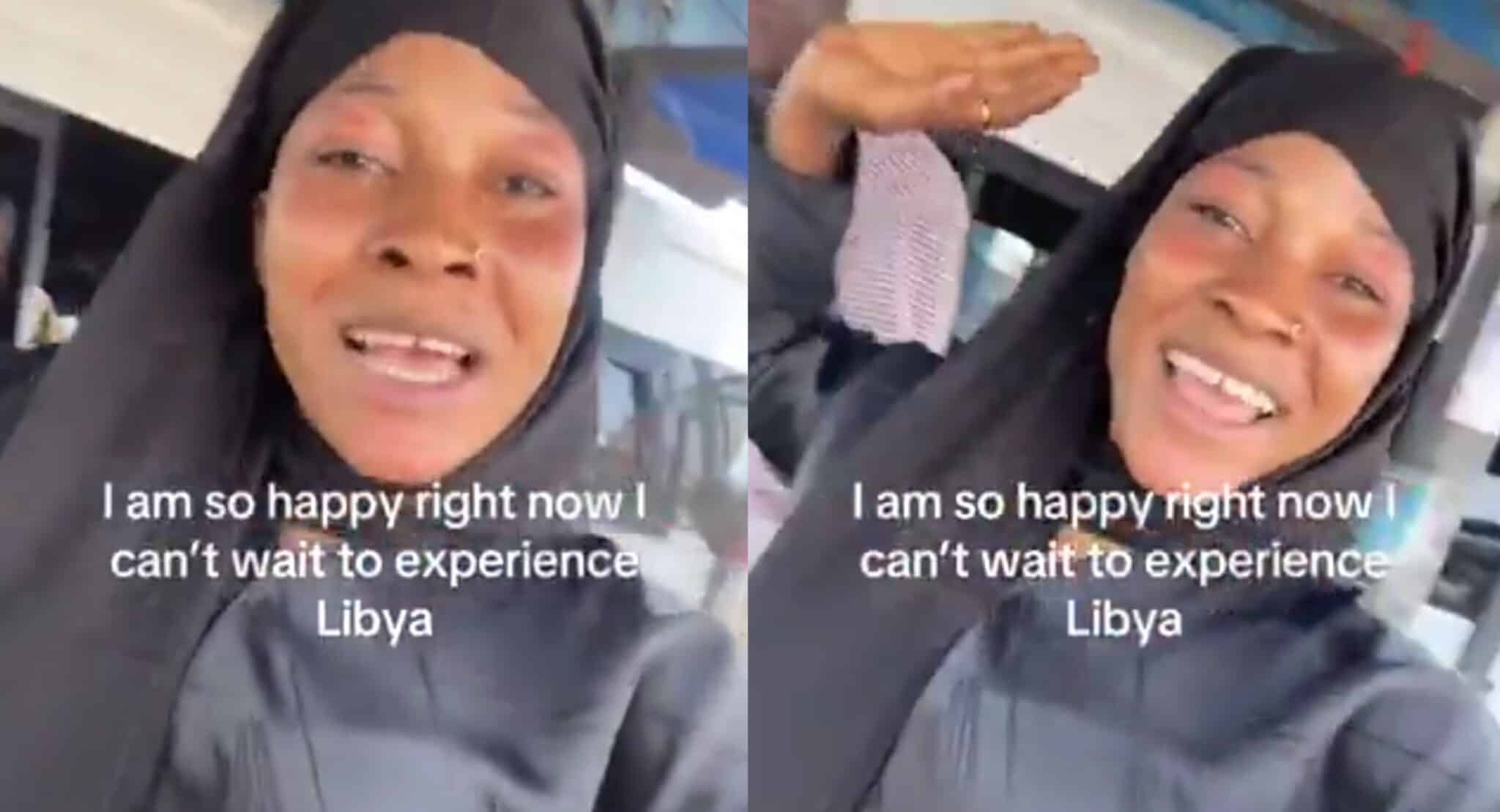 Lady sparks reactions as she warns family members while travelling to Libya