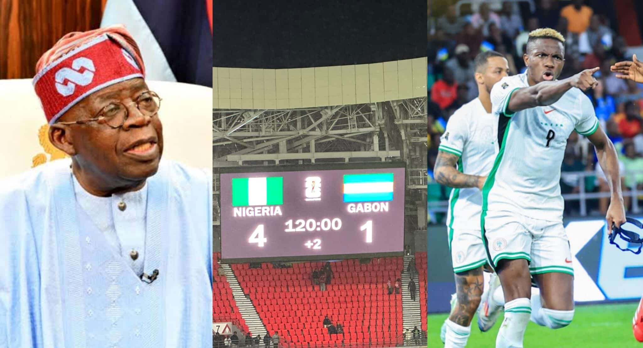 Tinubu reacts as Super Eagles defeat Gabon 4-1 to advance to African ...