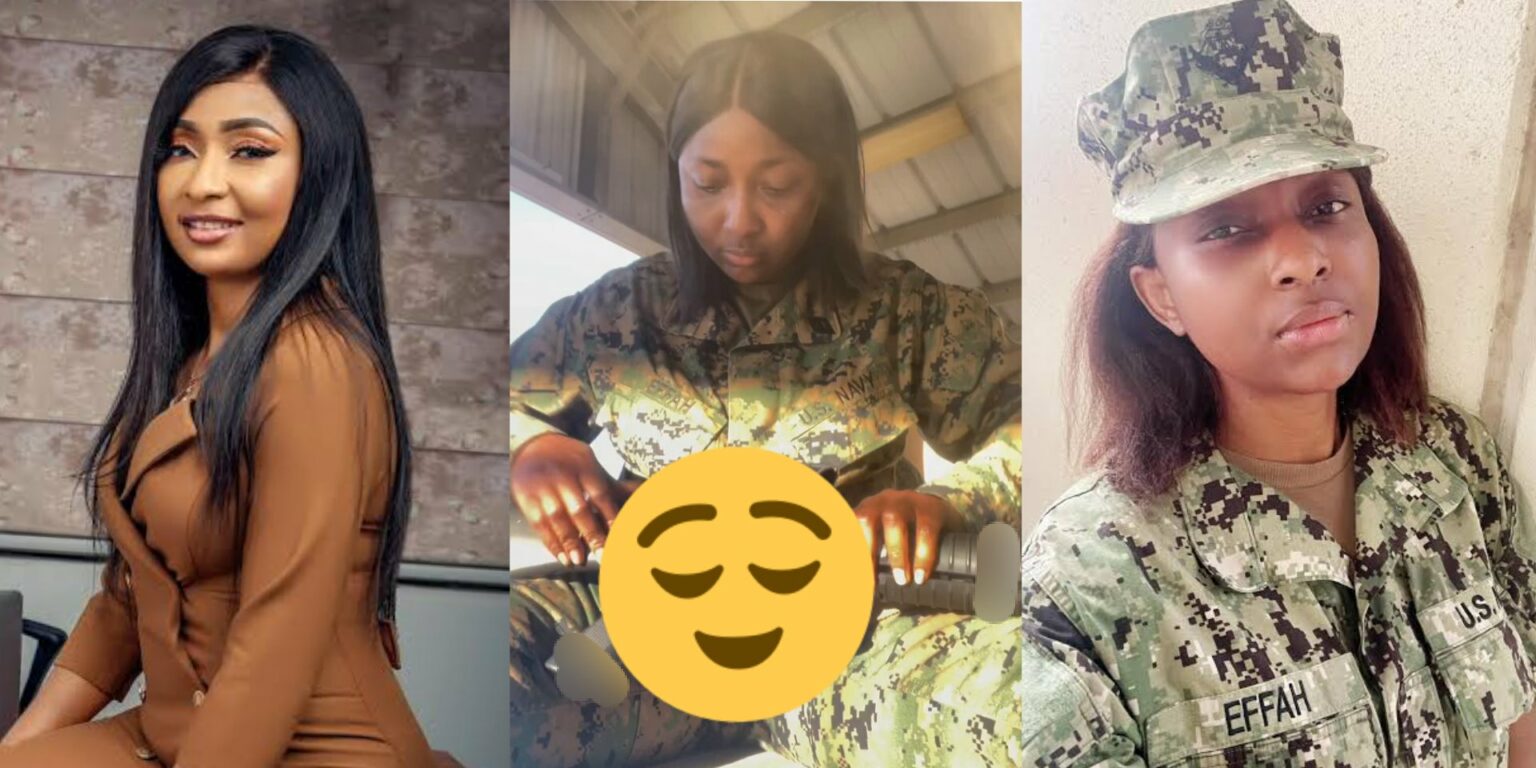 Actress, Grace Charis Bassey disassembling, cleaning her rifle after ...