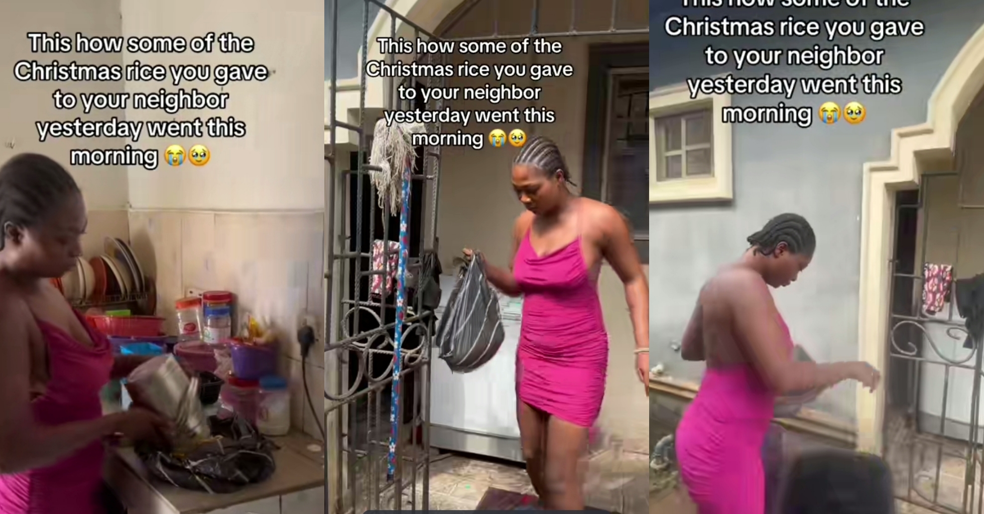 Lady who received Christmas rice from neighbour shares why she threw it ...