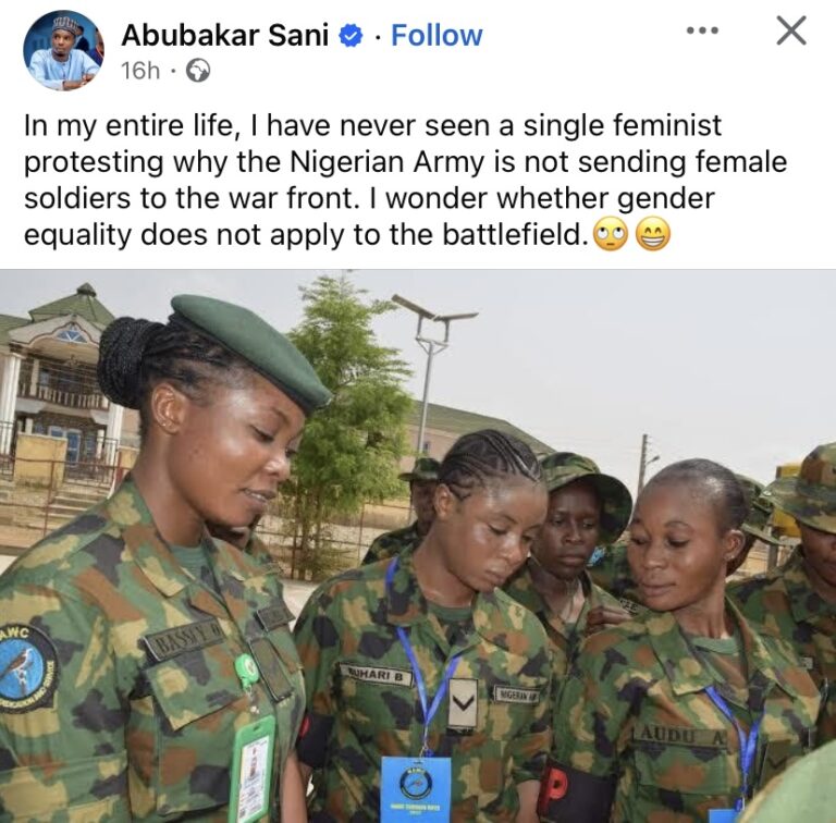 “Does gender equality not apply on battlefield?”