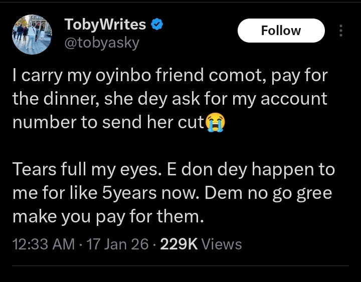 "Tears full my eye"- Man takes Caucasian female friend on a date ...