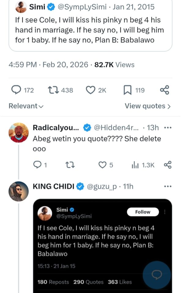 "I will beg him for 1 baby" – Cybernauts dig out Simi's old tweets ...
