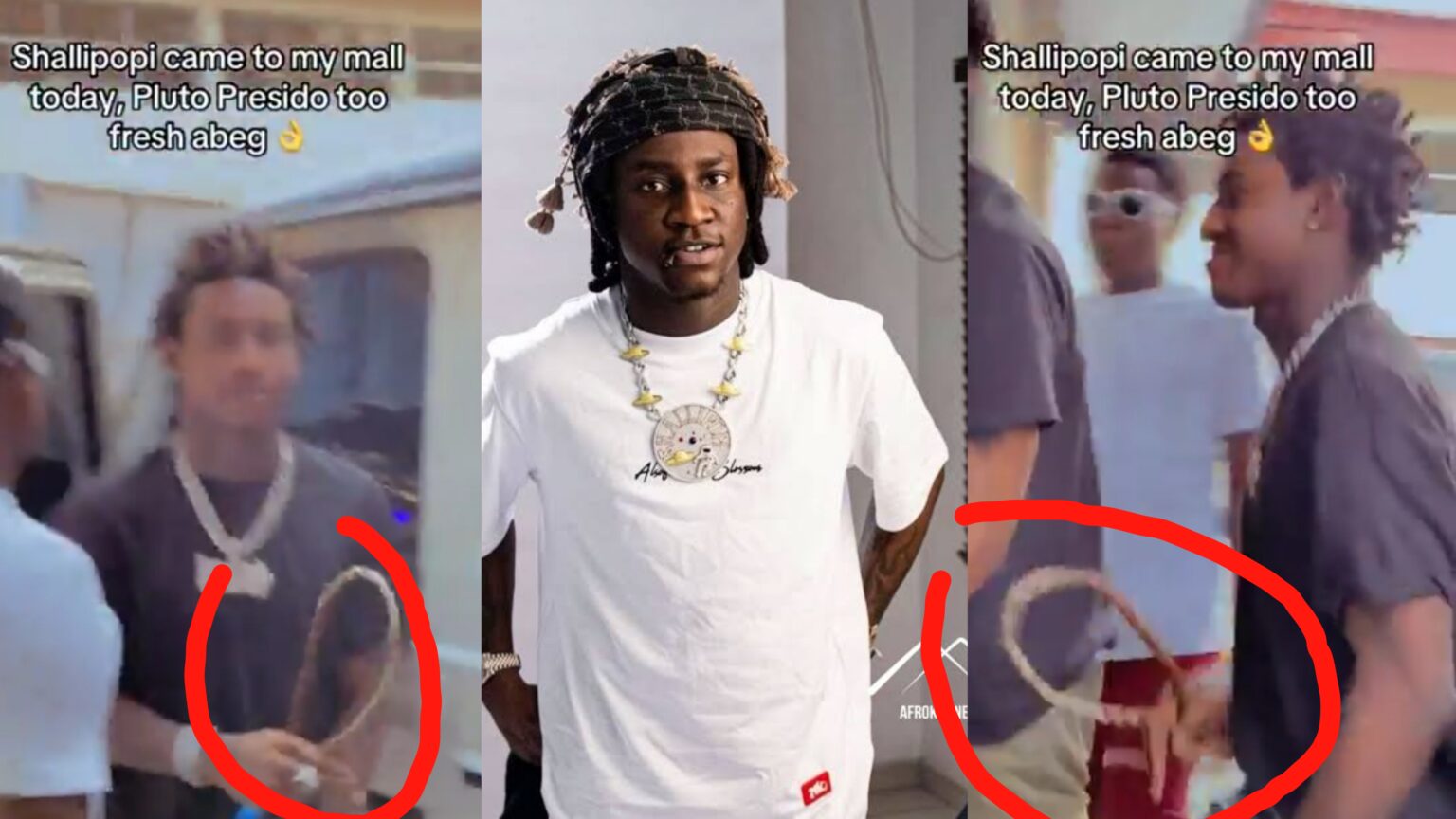Moment singer Shallipopi showed up at a Plaza with a Koboko whip