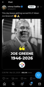 Is Mean Joe Greene still alive? Facts Behind Viral Death Hoax
