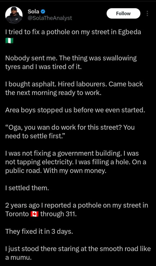“I just stood there staring at the smooth road like a mumu” — Man ...