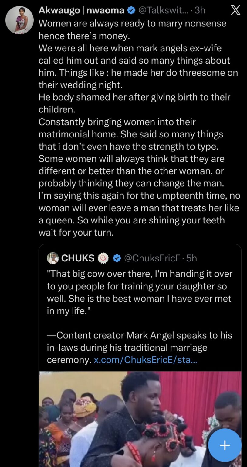 “We were all here when his ex-wife spoke” - Lady dragged Mark Angel ...