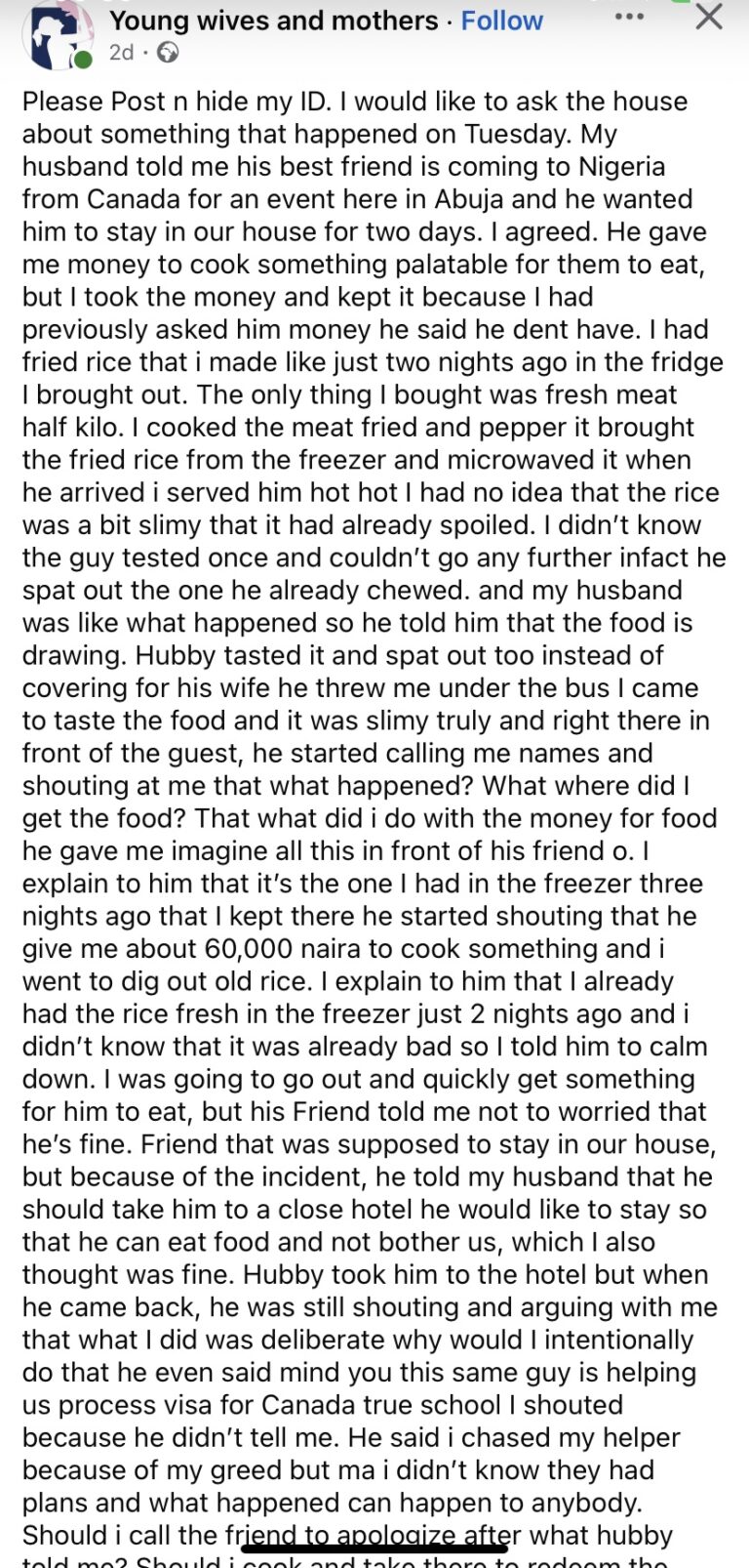 “I didn’t know the rice had spoiled” - Lady cries out after serving ...