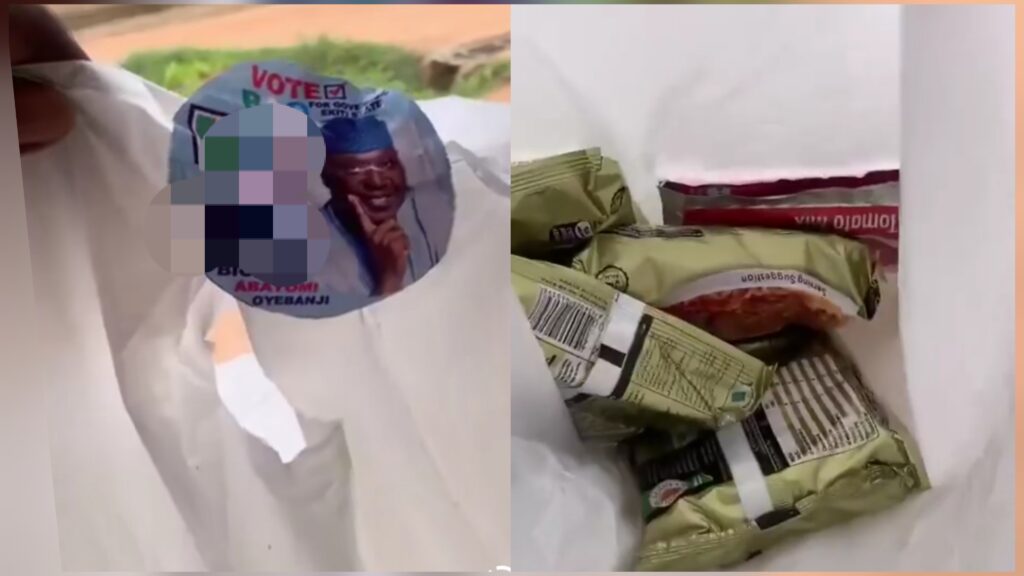 Man shares video of package he received at APC campaign in Ekiti