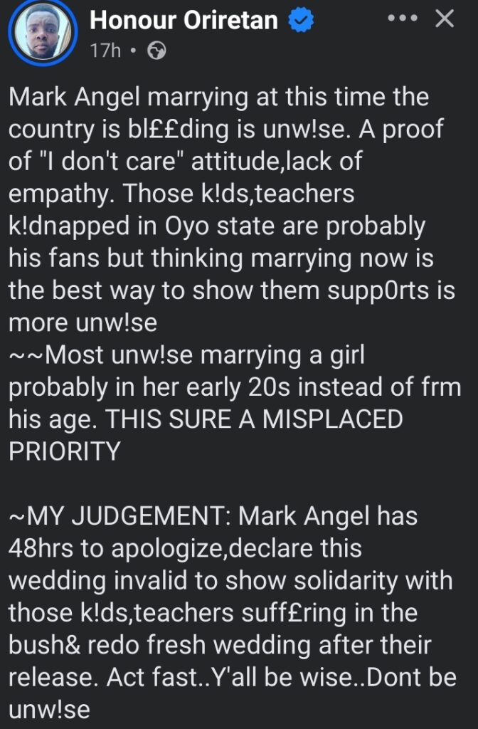 "You has 48 hours to apologise for..." — Honour calls out comedian Mark ...