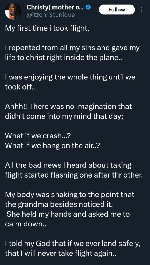 "I told God if we ever land safely, I will never take flight again ...