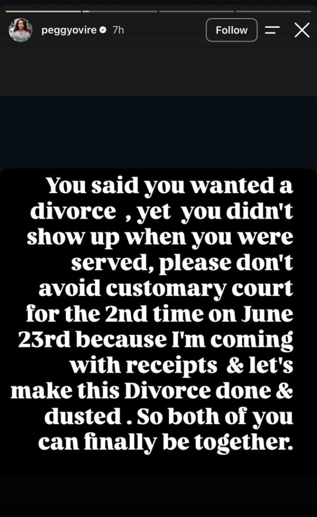 "Let’s get this divorce done” – Peggy Ovire calls out Frederick Leonard ...
